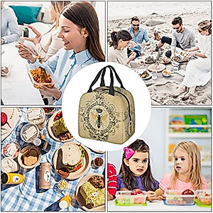 srufqsi Vintage Bee Lunch Bag Insulated Water-Resistant Tote Bag Reusable Lunch Box For Picnic Travel