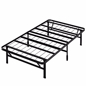ZINUS SmartBase Tool-Free Assembly Mattress Foundation / 14 Inch Metal Platform Bed Frame / No Box Spring Needed / Sturdy Steel Frame / Underbed Storage, Black, Twin, Regular