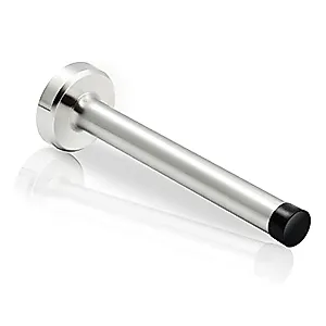 Door Stopper, 5 Inch Long Door Stop Wall Mounted, Stainless Steel Brushed Satin Baseboard Doorstops Bumper Tips Baby Proof Extra Long Door Stoppers Extender, Silver