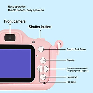 Kids Digital Camera 20MP Easy Operation Pink Cartoon Style Camera Video Recording Child Camera for Photo Game Outdoor
