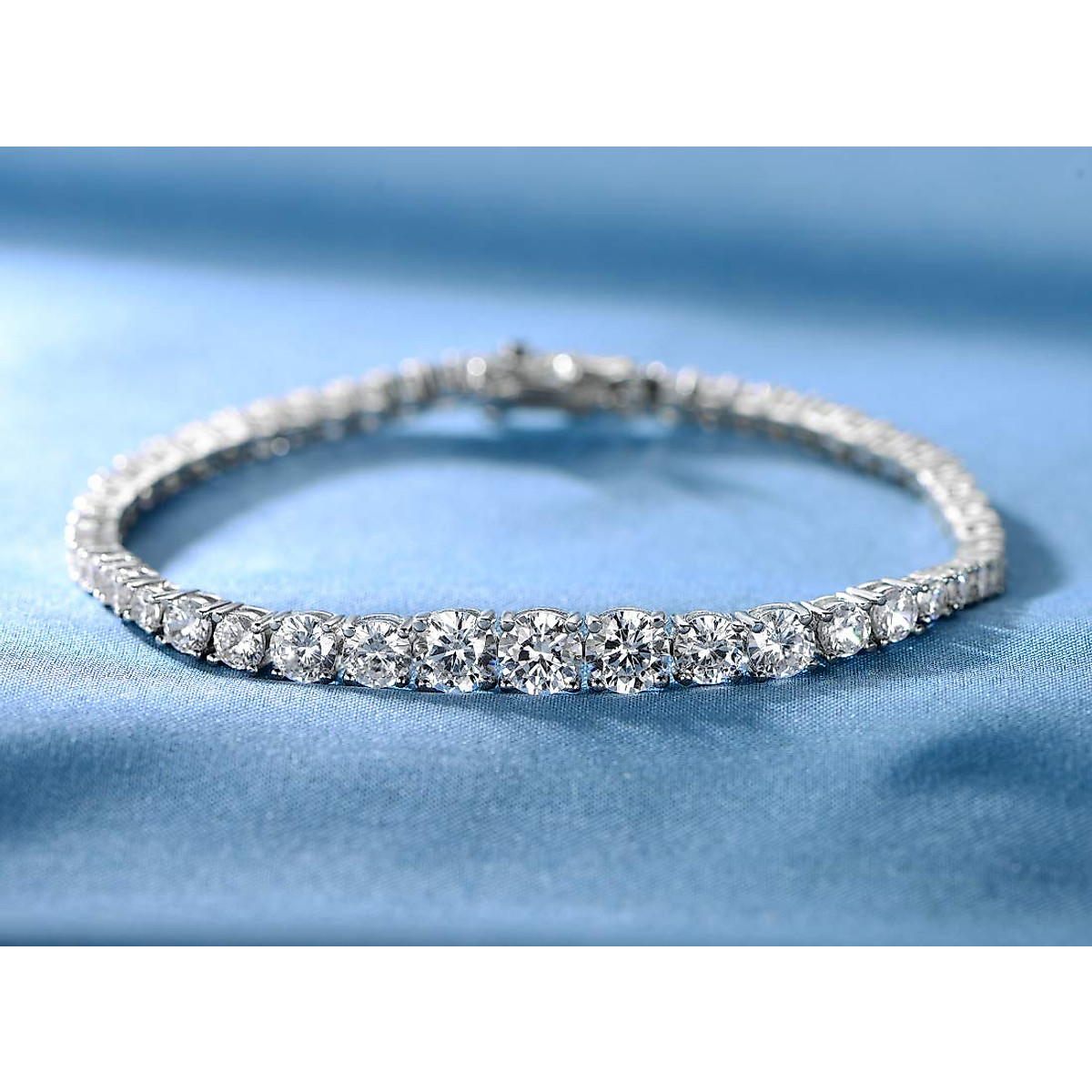 Gemsme 18K White Gold Plated Graduated Round Cubic Zirconia Tennis Necklace/Bracelet/Earrings Sets Pack of 3