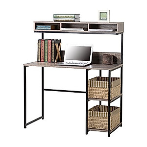 Signature Design by Ashley Daylicrew Computer Desk with Hutch, Storage, Natural Reclaimed Wood