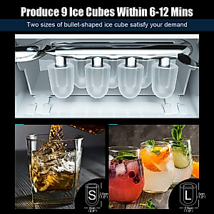 Refrigeration Modern High-Efficiency Maker Water Dispenser Countertop 36Lbs/24H LCD Display Portable Black Portable 2 In 1 Ice Ice-Making Restaurants, Bars Canteens, Snack