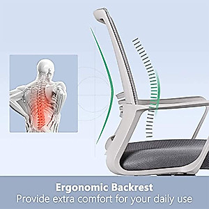 Smugdesk Ergonomic Mid Back Breathable Mesh Swivel Desk Chair with Adjustable Height and Lumbar Support Armrest for Home, Office, and Study, Gray