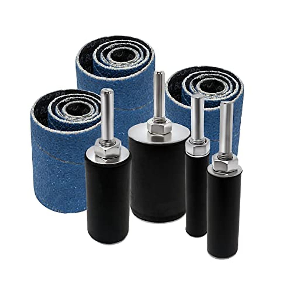 LINE10 Tools 16 Pack Blue Zirconia Sanding Drums and Sleeves Set for Drill, 2-inch Long