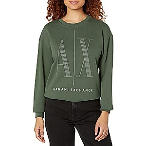 A|X ARMANI EXCHANGE Women's Studded Icon Sweatshirt, Negative, XS