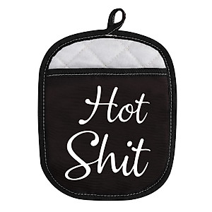 Funny Oven Pads Pot Holder with Pocket for Baker Hot Shit Humor Gift Gag Baking Gift (Hot Shit)
