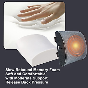 Heated Lumbar Support for Office Chair Memory Foam Back Cushion with Heating Pad for Back Pain Relief, Lumbar Pressure Decompression, Sciatica Pain Release