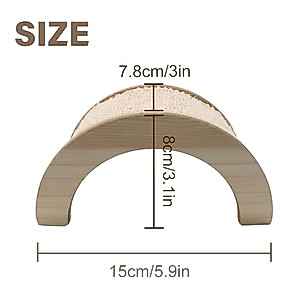 Hermit Crabs Climbing Bridge, Hermit Crab Climbing Toys with Jute Cloth, Wooden Hermit Crab Hideout, Habitat Decor Aquarium Terrarium Tank Cage Accessories for Hermit Crab Hamster Chinchilla Ferret