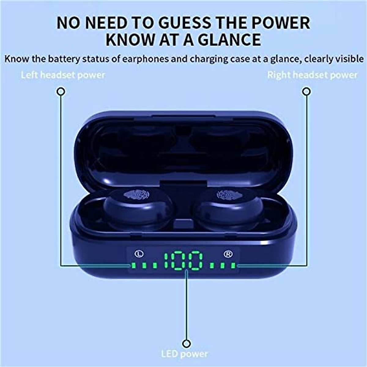 Wireless Earbuds Blue-Tooth 5.0 Earbuds Wireless Charging Case with LED Digital Display, Mini Stereo Headphones in-Ear Ear Buds Sport Headsets Running Headphones for All Smartphones (A)