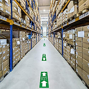 IDJWVU 15Pcs 6" x 18" One Way Directional Arrows Floor Stickers Social Distance Floor Stickers Decal Waterproof PVC Vinyl Safety Distance Floor Sign Markers Commercial Material (Green Background)