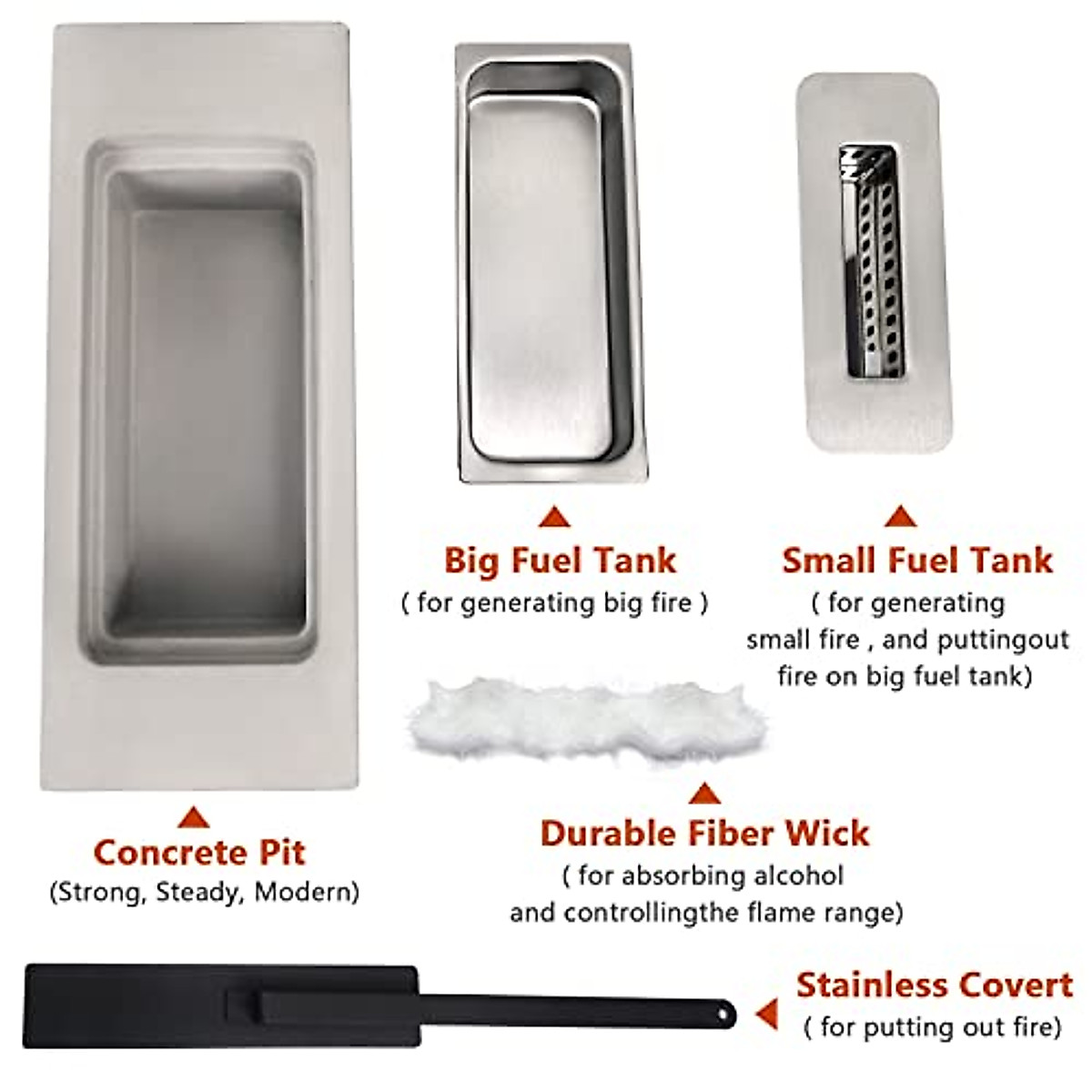 HIOSTAO 12.6" Tabletop Fire Fit,Portable Concret Bow Rubbing Alcohol Fireplace with 2 Fuel Tanks and Metal Extinguisher,for Indoor Table and Outdoor Patio