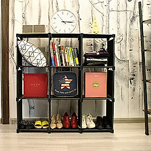 TOPNEW 9 Cube Storage Shelves DIY Closet Organizers and Storage Black Cube Bookcase in Living Room, Bedroom, Kid’s Room for Books, Clothes, Toys, Shoes and Daily Necessities