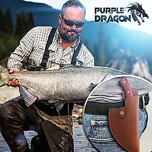 Purple Dragon Aquatic Fish Knives Fish Fillet Knife Sharp Slaughter Fish Special Knife Seafood Professional Tool Fish Knife Kitchen Knife Hammered forging Full Tang Carbon Steel Meat Cleaver