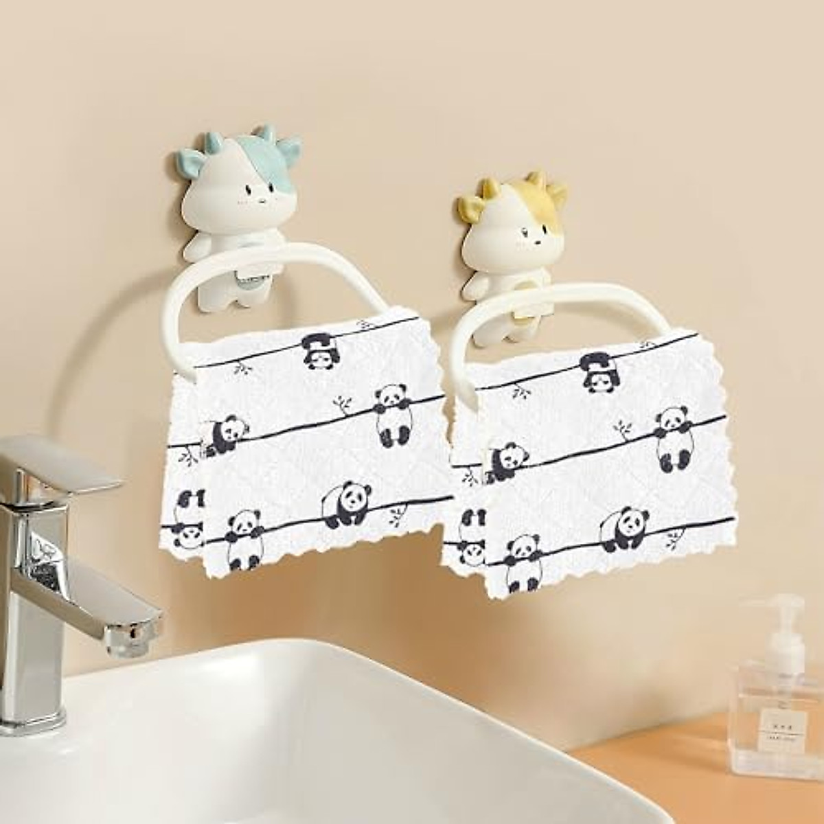 FRODOTGV Vector Pattern Cute Little Panda Microfiber Kitchen Dish Towels Countertop Tea Towel Kitchen Terry Dish Cloths Hand Towels for Kitchen