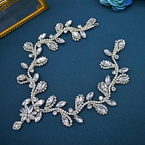 WONRLUA Bridal Headpieces for Wedding, Rhinestone Forehead Headpiece, Wedding Headband Crystal Tiara for Brides