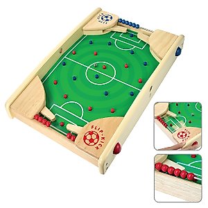 Flipkick: Wooden Tabletop Football/Soccer Pinball Games, Indoor Portable Sport Table Board for Kids and Family