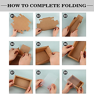 26 PCS Rectangle Drawer Kraft Boxes Small Cardboard Present Packaging Boxes for Party Favor Treats, Candy and Jewelry Crafts, 6.5 x 3.7 x 1.6 inch (Clear,Brown)