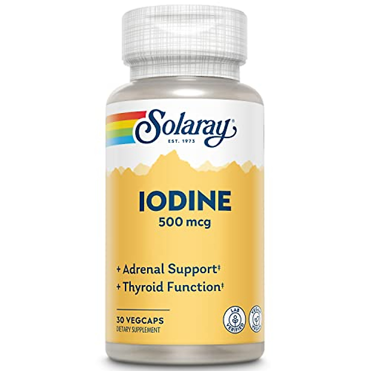 Solaray Iodine 500 mcg | May Help Support Healthy Thyroid Function, Metabolism, Focus and Energy | Non-GMO, Vegan | 30 VegCaps