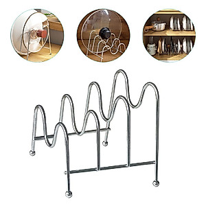 Cabilock Pot Lid Holder Stainless Steel Cutting Board Organizer Rack Pan Lid Organizer Pan Wok Storage Rack Cabinet Pantry Countertop Stand Holder for Plates Lid