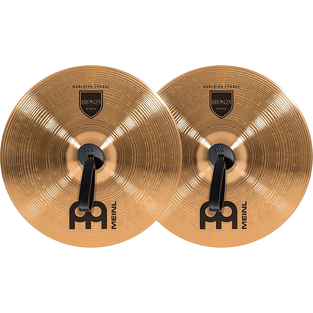 Meinl 16” Marching Cymbal Pair with Straps - Bronze Alloy Traditional Finish - Made In Germany, 2-YEAR WARRANTY (MA-BO-16M)
