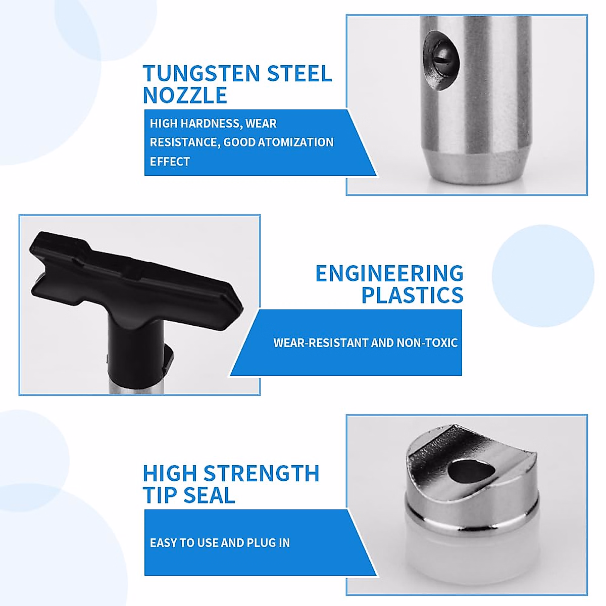 6Pcs Reversible Spray Nozzle Tips,Airless Spray Nozzles Tips,Airless Spray Gun Nozzle and Airless Spray Tip Organizer Model Making. (6PCS-109,213,313,413,515,623)