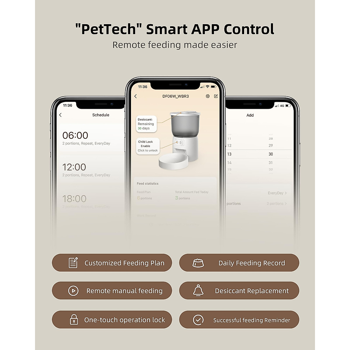 LAMPICK Smart Automatic Cat Feeder - WiFi Cat Food Dispenser with APP Control Up to 15 Portions((8g/Portion) 10 Meals Per Day, Dual Power Supply Pet Feeders for Cats/Dogs (4L/16.9 Cups)