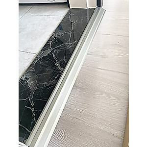 Floor Transition Strips for Wood to Tile Doors,10cm / 4inch Extra Wide Modern Threshold Edge Trim Strips,for Interior Exterior Doors,Bathroom (Color : Silver)