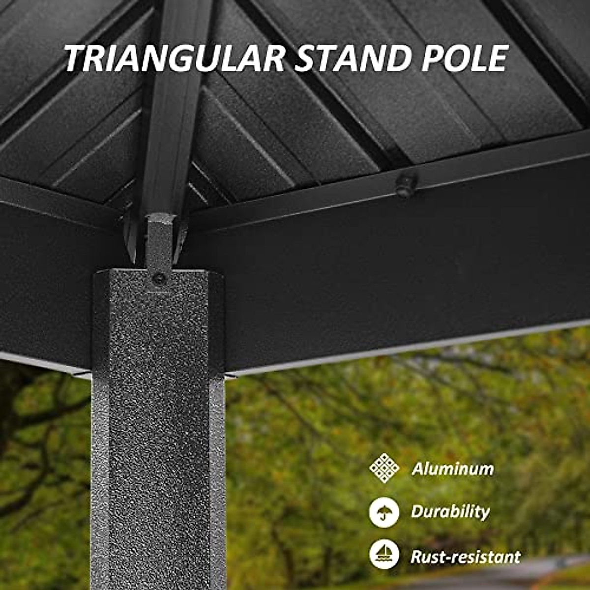 Domi Grill Gazebo 8' × 6', Outdoor Aluminum Frame BBQ Gazebo with Shelves Serving Tables and Hooks, Permanent Double Roof Gazebos for Patio Lawn Deck Garden (Dark Grey)