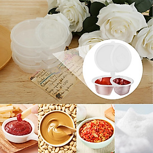 OWTWCNL 50Pcs Double Condiment Containers, Double Compartment Condiment Container with Lid, Leakproof Clear Plastic 150ml Portion Cups Chutney Chili Sauce Dips Snack Boxes