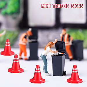 Toddmomy 50pcs Miniature Traffic Safety Cones with Reflective Collars Unbreakable PVC Orange Construction Cones for Micro Landscape Sand Table Toy