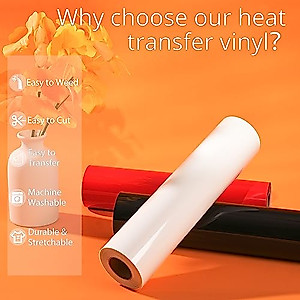 YRYM HT Heat Transfer Vinyl Roll - 12" x 45ft Red HTV Vinyl Roll for T-Shirts, Iron on Vinyl for All Cutter Machines - Easy to Cut & Weed for Heat Vinyl Design (Red)