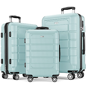 SHOWKOO Luggage Sets Expandable PC+ABS Durable Suitcase Double Wheels TSA Lock Mint Green­