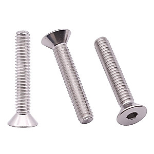 RoyceMart M4-0.7 x 30 mm (50 Pack) Stainless Steel Flat Head Socket Head Cap Screws, Hex Drive Flat Head Screws Machine Screws, Full Thread, Bright Finish