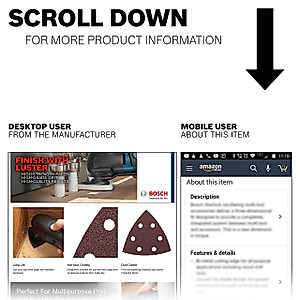 BOSCH SDTR060 Detail Triangle, Hook & Loop Sanding Sheet, Brown 60 Grit, 5-Pack