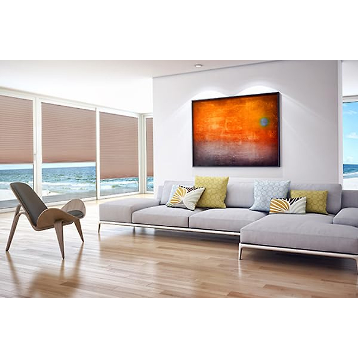 Redi Shade No Tools Easy Lift Trim-at-Home Cordless Pleated Light Blocking Fabric Shade Natural, 36 in x 64 in, (Fits windows 19 in - 36 in)