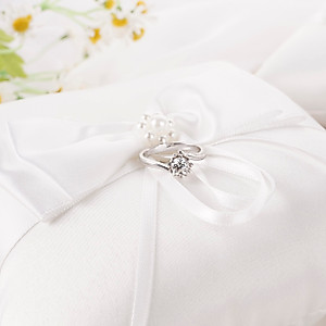 QIRMIZI Ring Pillow,Pearls Ring Cushion, Ring Bearer, Ring Holder for Beach Wedding, Wedding Ceremony, Proposal