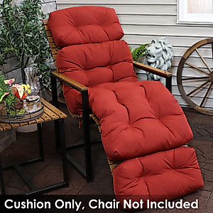 Sunnydaze Olefin Tufted Outdoor Chaise Lounge Chair Cushion - 23 Inches Wide x 75 Inches Long - 300 D Olefin Fabric with Polyester Fill - Red