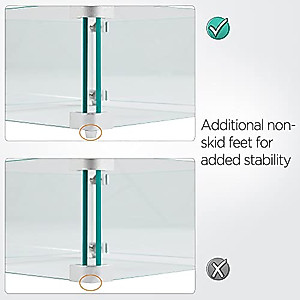 Yaheetech Gas Fire Pit Wind Guard for Square Fire Table, 15 x 15 x 6.5 inch Clear Tempered Wind Guard for Firepits, Thick Square Glass Shield, Glass Panel with Hard Aluminum Corner Bracket & Feet