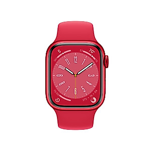 Apple Watch Series 8 [GPS, 41mm] - Red Aluminum Case with Red Sport Band, S/M (Renewed)
