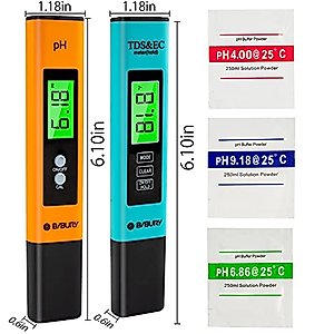 PH Meter for Water - PH Meter and TDS Meter Combo, Digital 0.01ph High Precision ± 2% Readout Accuracy Pen 3-in-1 TDS & EC & Temperature Meter for Household Drinking, Pool and Aquarium