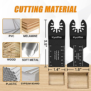 Kyoffiie 100Pcs Oscillating Saw Blades, Quick Release Multi Tool Blades Kits Universal Oscillating Tool Blades Wood Plastic Multitool Blades Compatible with Dewalt, Ryobi, Makita, Bosch, Craftsman