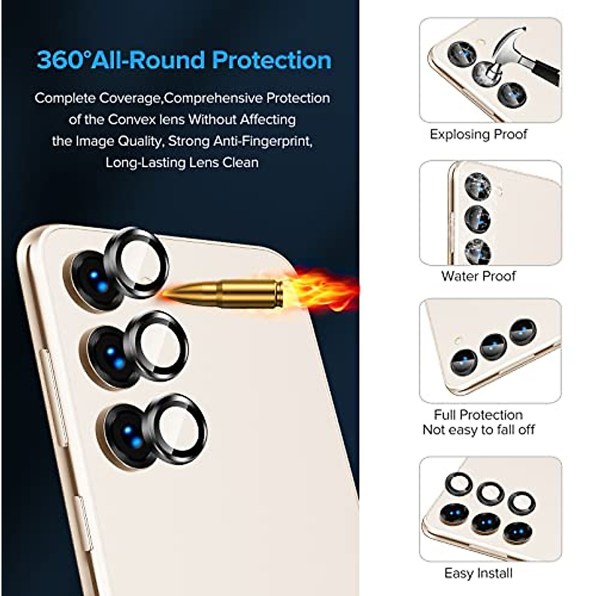 ivoler [3+1 Pack Screen Protector [3 Pack] for Samsung Galaxy S23 Plus/ S23+ 5G 6.6" 2023, with [1 Pack] Camera Lens Protector Tempered Glass with [Alignment Frame] Ultra HD Clear Anti-Scratch