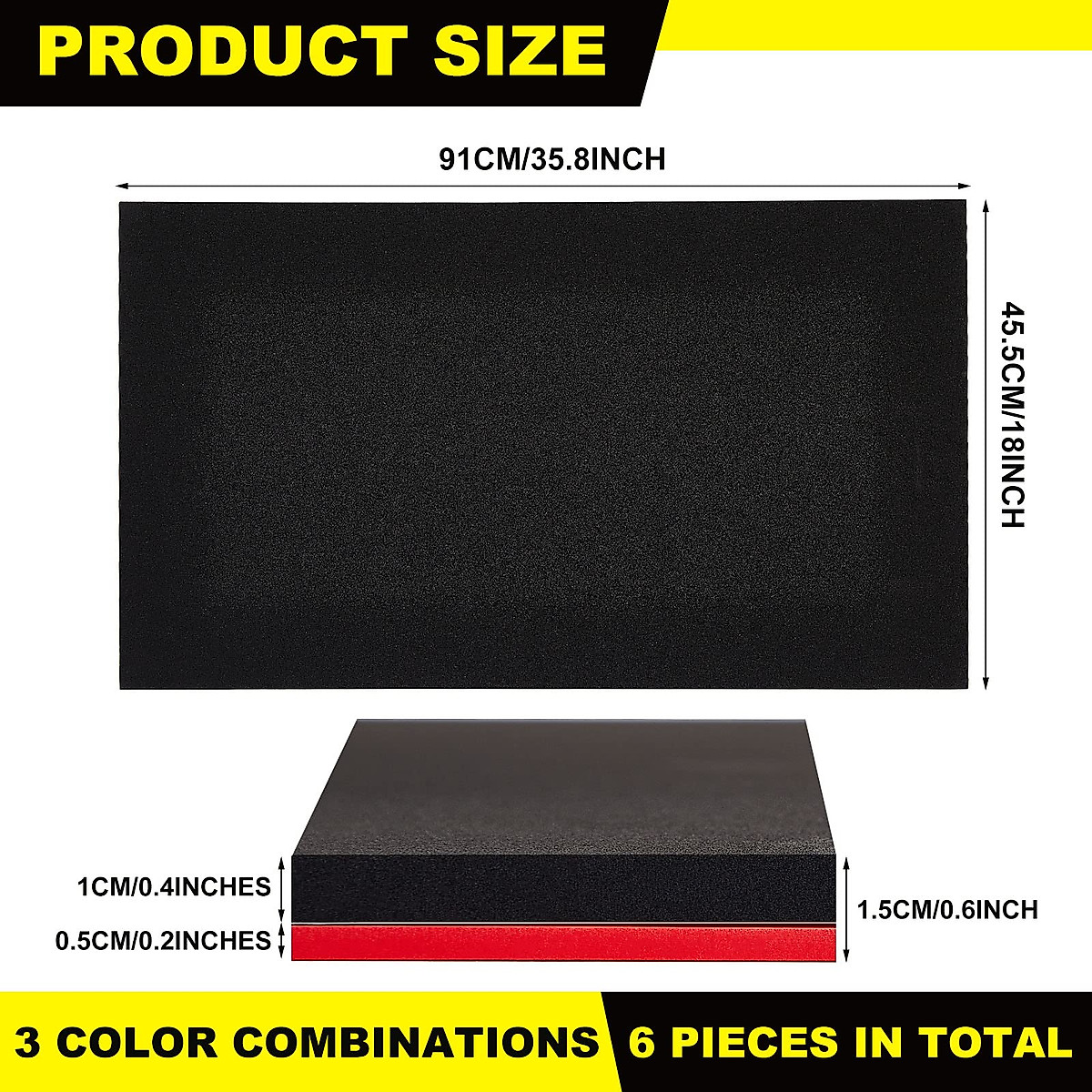 Fabbay 3 Sets Tool Box Foam Organizers, Tool Box Adjustable Shadow Foam, Non Slip Toolbox Liner and Drawer Liner(35.8 x 18 Inch)