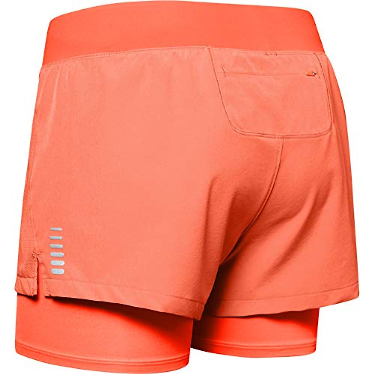 Under Armour Qualifier Speedpocket 2-in-1 Short, Coral Dust (642)/Reflective, X-Small