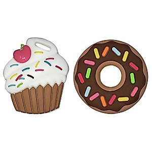 Silli Chews Teethers for Babies BPA Free Baby Teething Toys - Silicone Cupcake and Donut Baby Teether Toys 2" Sweets Teething Gift Set