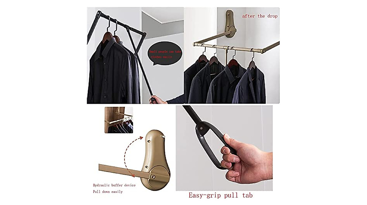 YAOJIA Pull Down Closet Rod - Space-Saving Wardrobe Lift System