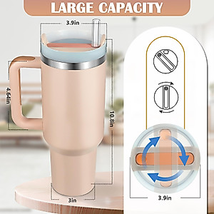 BELYQLY New Version 40oz Stainless Steel Vacuum Insulated Tumbler with Lid and Straw for Water, Smoothie and More, Iced Tea or Coffee (Rose Quartz)