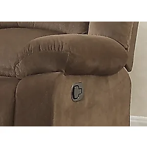 AC Pacific Bill Modern Upholstered Living Room Manual Recliner with Padded Pillow Top Armrests & Reclining Seat, Loveseat, Brown