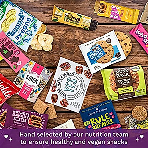 Healthy Vegan Snacks Care Package: Mix of Vegan Cookies, Protein Bars, Chips, Vegan Jerky, Fruit & Nut Snacks, Great Vegan Gift Basket Alternative